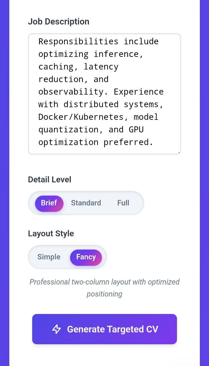 VibeCV - AI Resume Maker | One-Click Tailored CV Generator